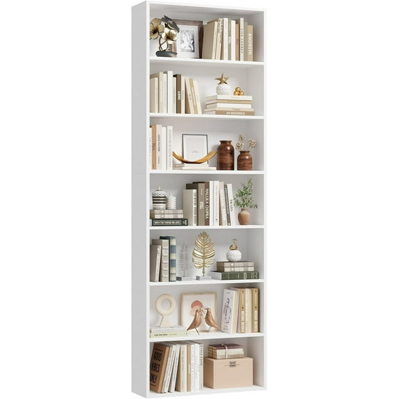82" Tall Bookshelf, 7-Tier Open Shelves Bookcase, Freestanding Display ...