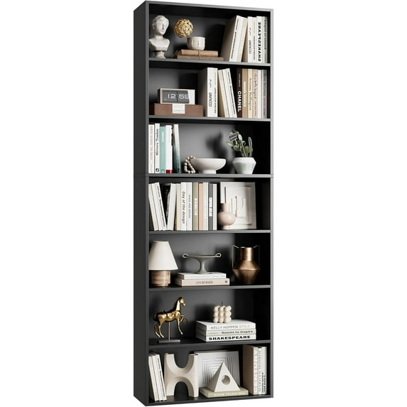 82" Tall Bookshelf, 7-Tier Open Shelves Bookcase, Freestanding Display ...