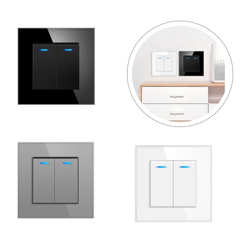 82-Type Tempered Glass Panel Concealed Wall Two-Way Dual Control Switch ...
