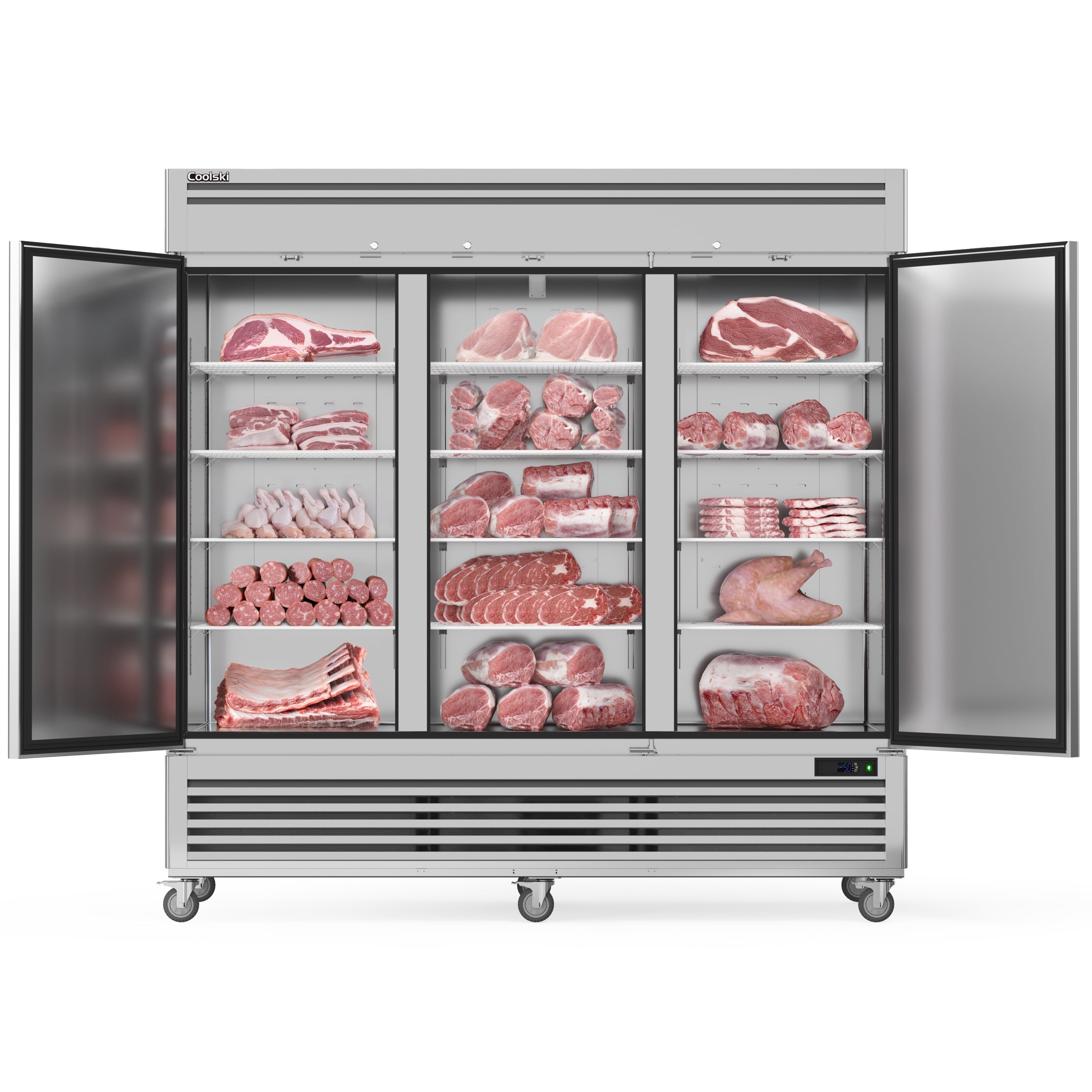 Coolski 82" W Commercial Freezer 72 Cu.ft 3 Door Reach-in Stainless ...