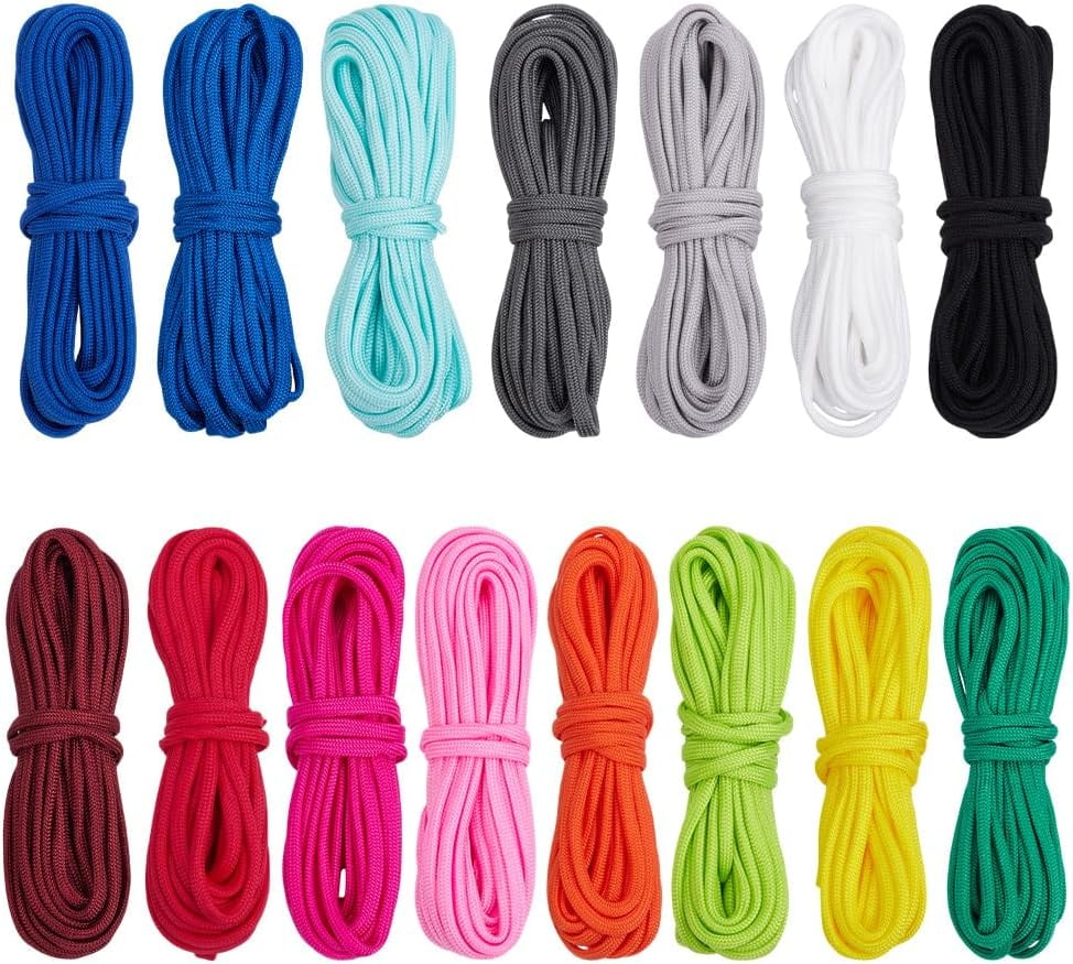 82 Yards/75M 15 Colors Parachute Rope 4mm Paracord Combo Pack Utility 7 ...