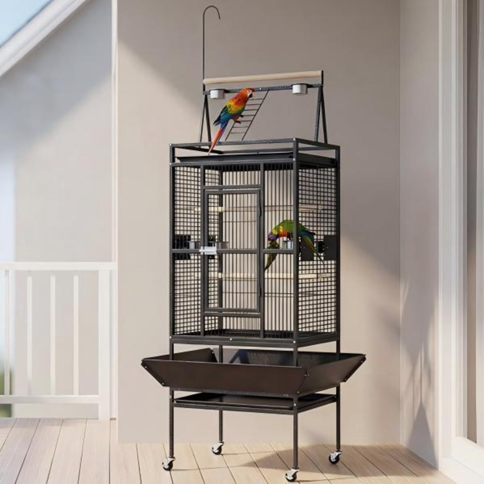 82" h Large Bird Cage, Bird Cage with Playground, Feed Bowls, Wide Tall ...