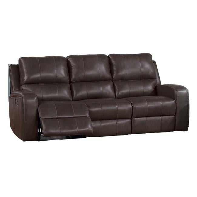 82 in. Elle Dual Manual Recliner Cushioned Seat Brown Real Leather Sofa ...