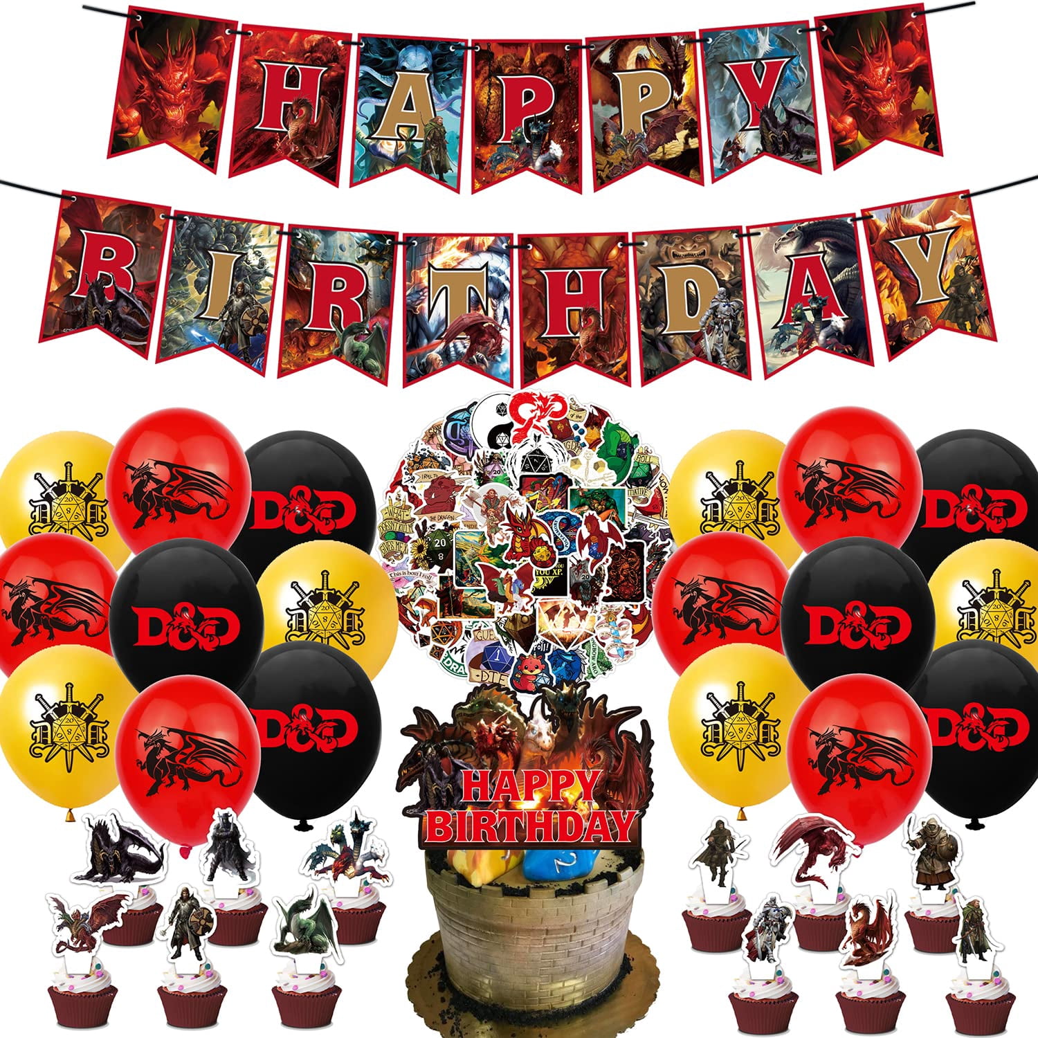 82 pcs Dragon birthday party supplies, BSL1 including cake caps ...