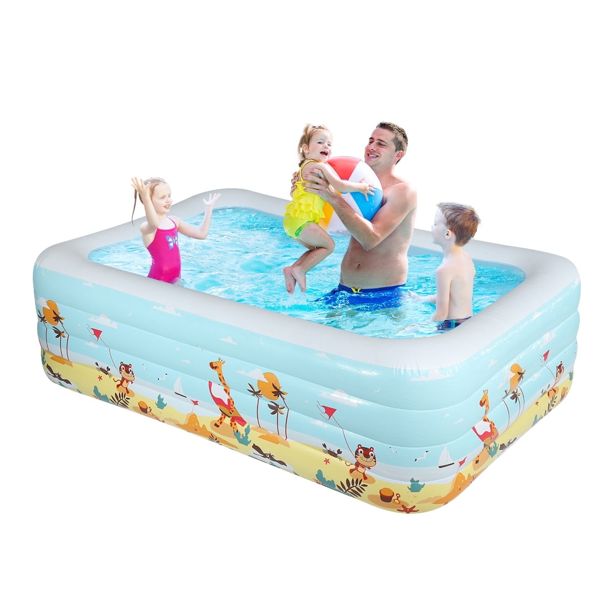 82''x56''x29'' Inflatable Pool, 4 Layer Family Swimming Pool for Kids ...