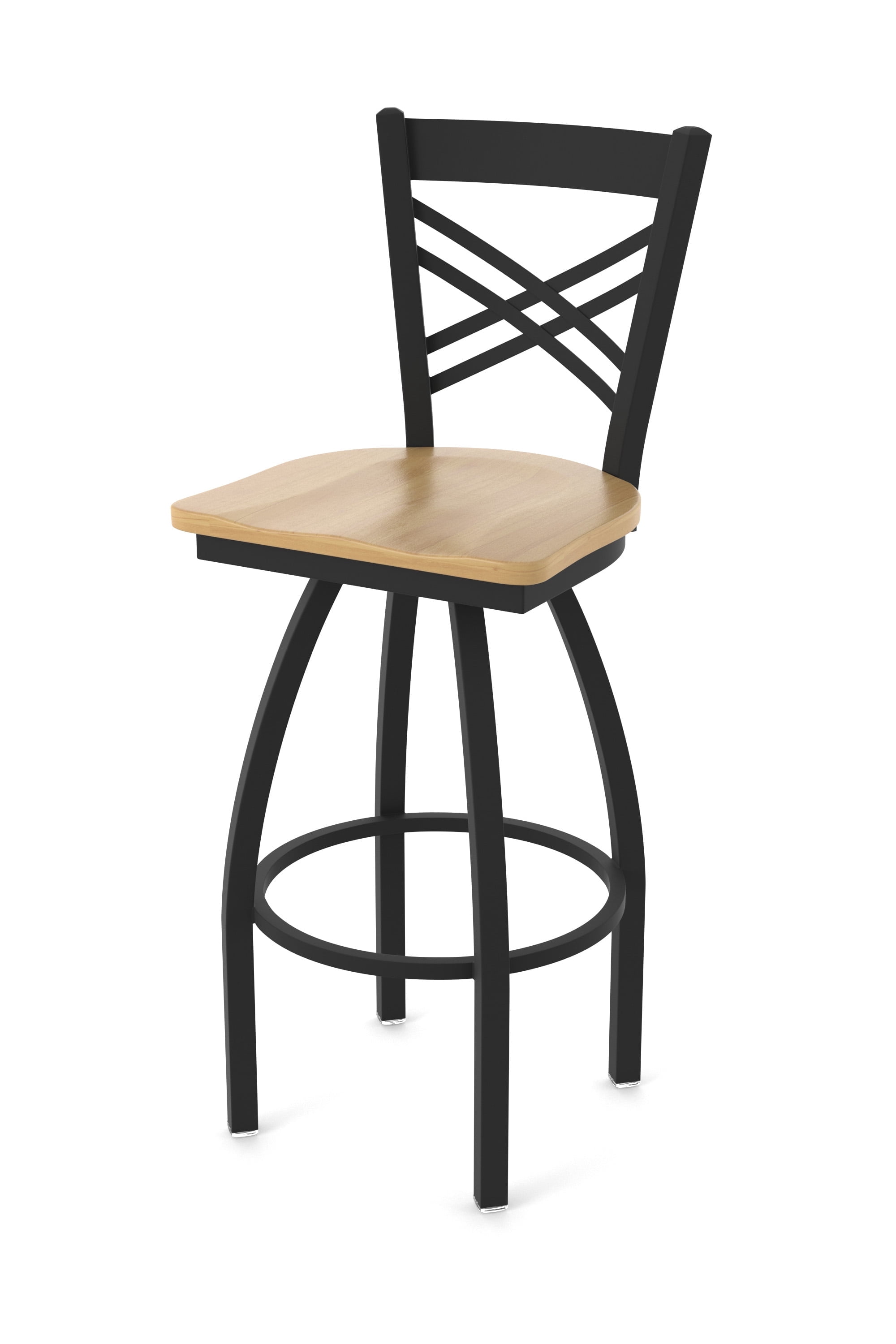 820 Catalina 36" Swivel Bar Stool with Black Wrinkle Finish and Natural ...