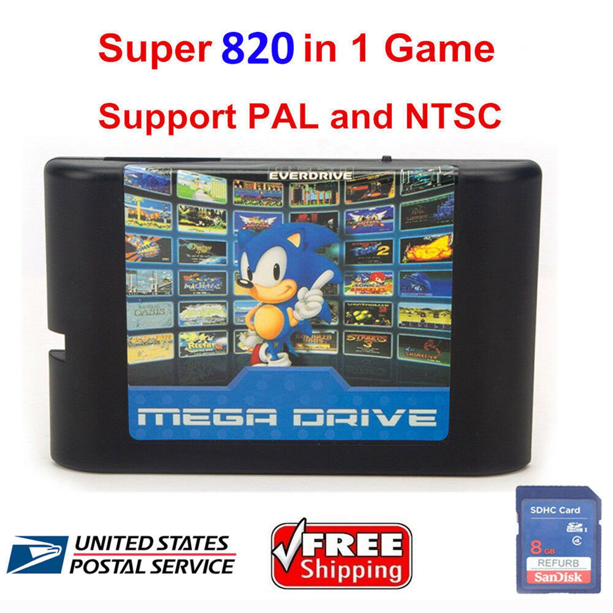 820 in 1 Game Cartridge 16 bit Game Card For Mega Drive Genesis Console ...