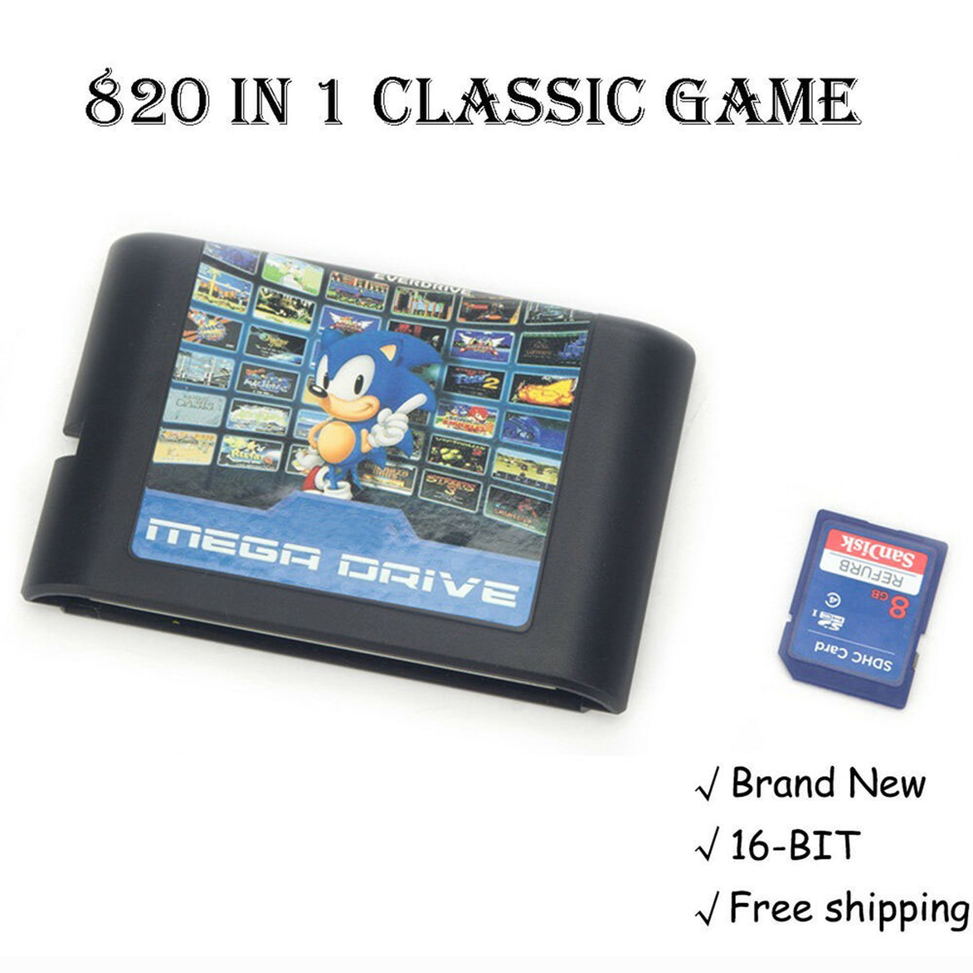 820 in 1 Game Cartridge 16 bit Game Card For Mega Drive Genesis Console ...