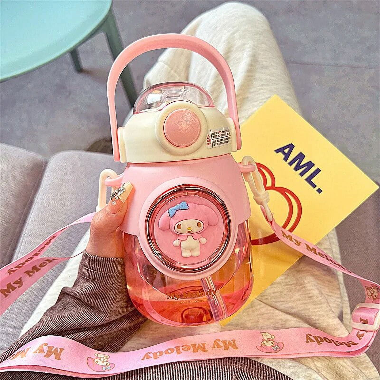 820ML Sanrio Water Bottle Kawaii Kuromi Cinnamoroll My Melody Pompom ...