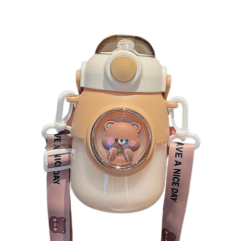 820ml Children Water Bottle, Large Kawaii Capsule Water Bottle with Straw and Strap, Student Kid ...