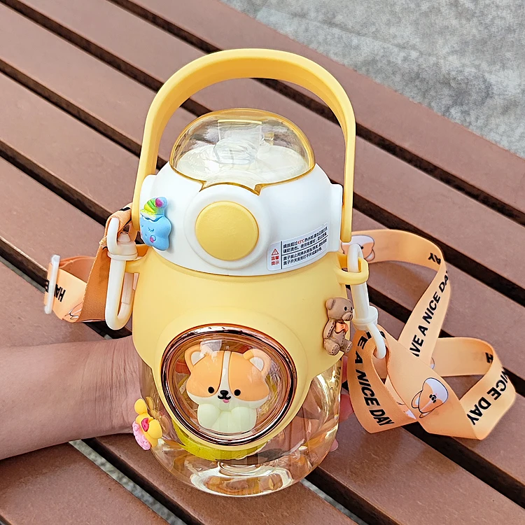 820ml Water Bottles for Children With Straw Cute Large Capacity Kawaii Cartoon Student School ...