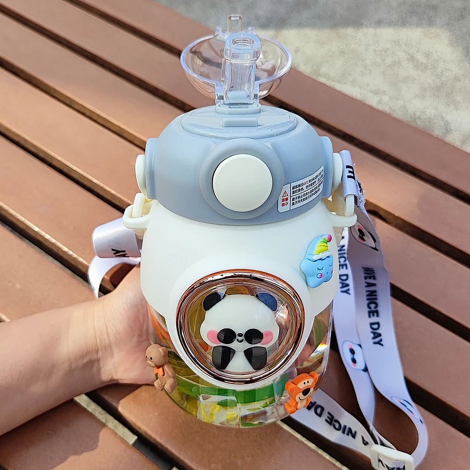 820ml Water Bottles for Children With Straw Cute Large Capacity Kawaii Cartoon Student School ...