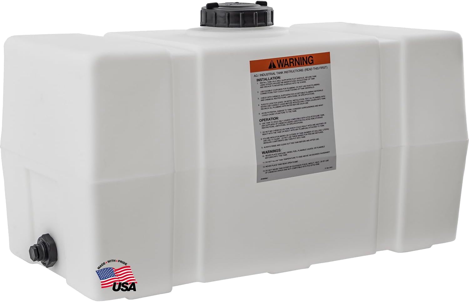 82123919 Horizontal Square Reservoir Water Tank, 50 Gallon, Made in USA ...