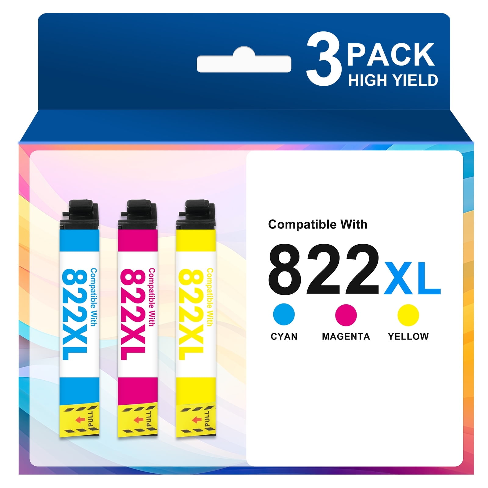 822 XL Ink Cartridges 3 Pack, Compatible for Epson 822XL 822 Color ...