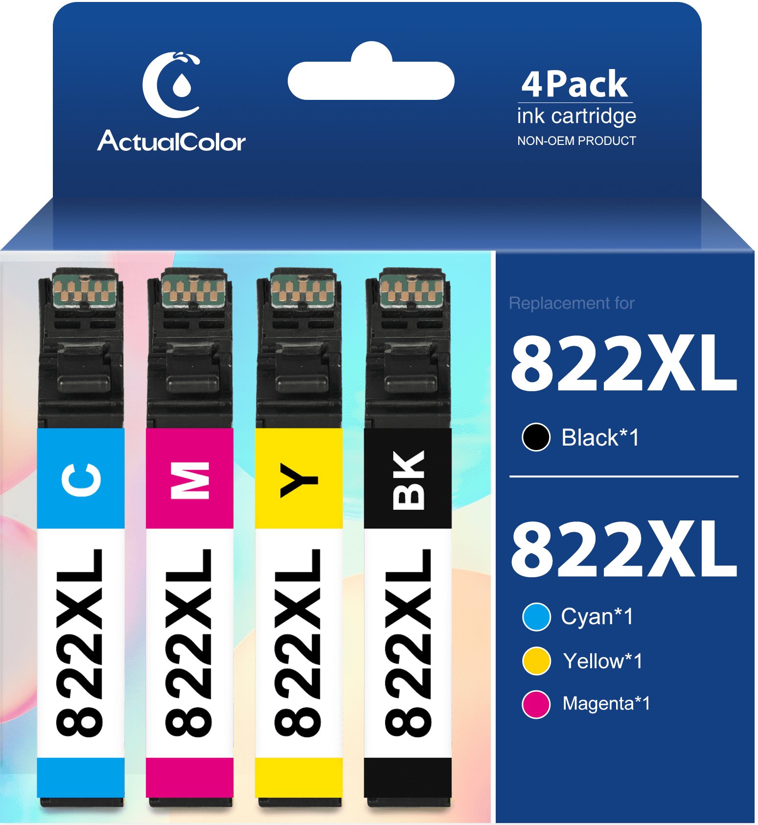 Epson 822XL Ink Cartridges 4-Pack for WF-3820/4830/4820/4833/4834/3823 ...