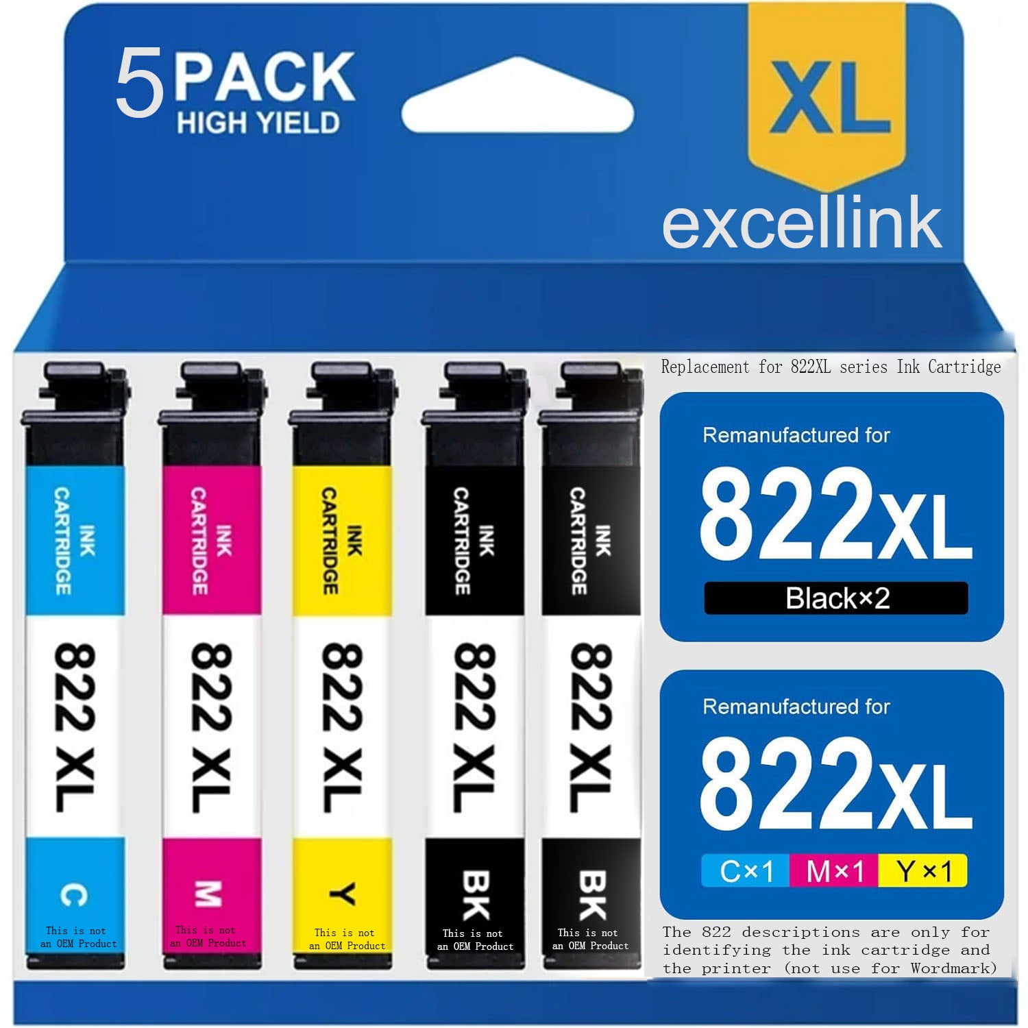 822XL Printer Ink for Epson 822 for Workforce Pro WF 4830 WF 3820 WF ...