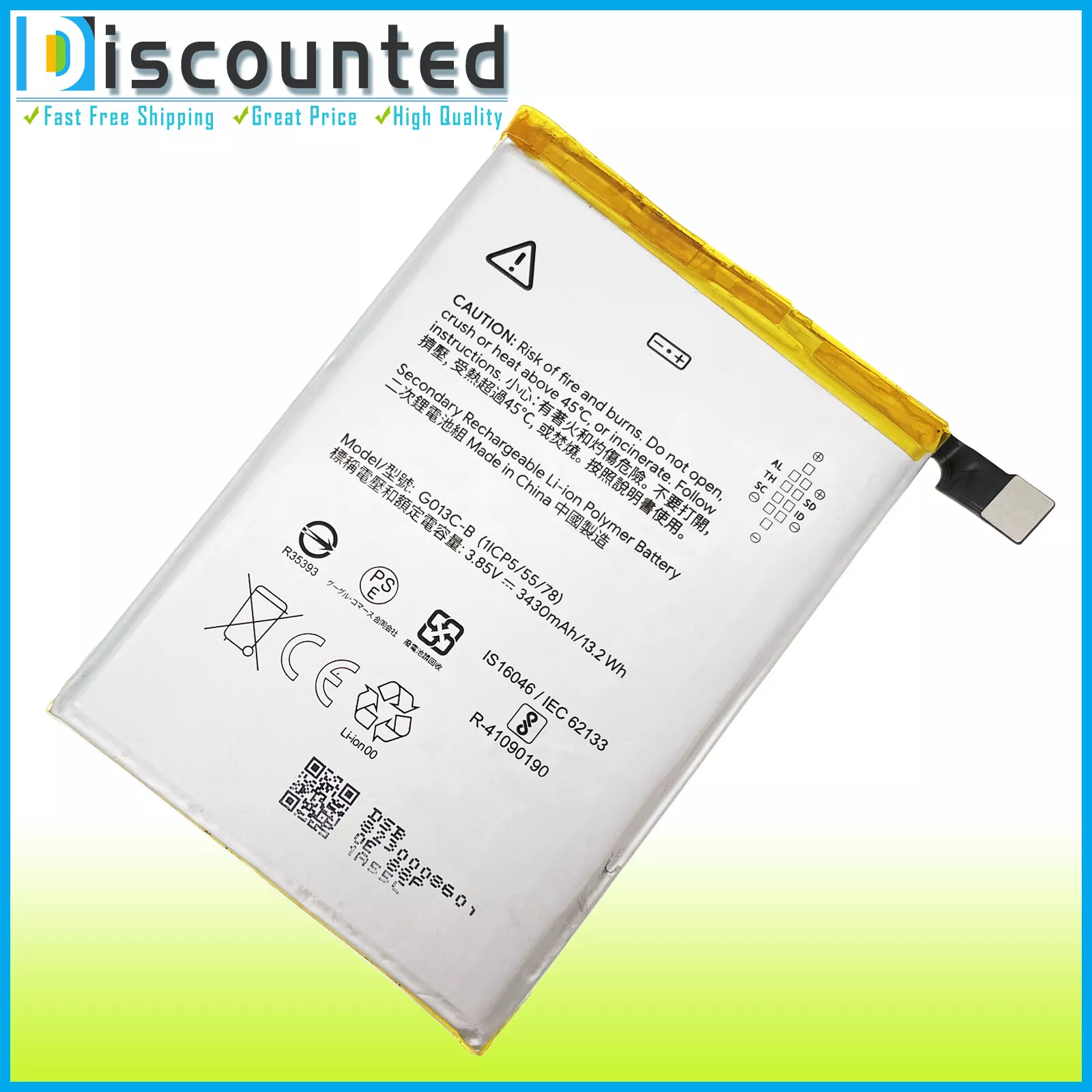 823-00086-01 GO13C-B 3430mAh Battery for HTC Google Pixel 3XL CELL ...