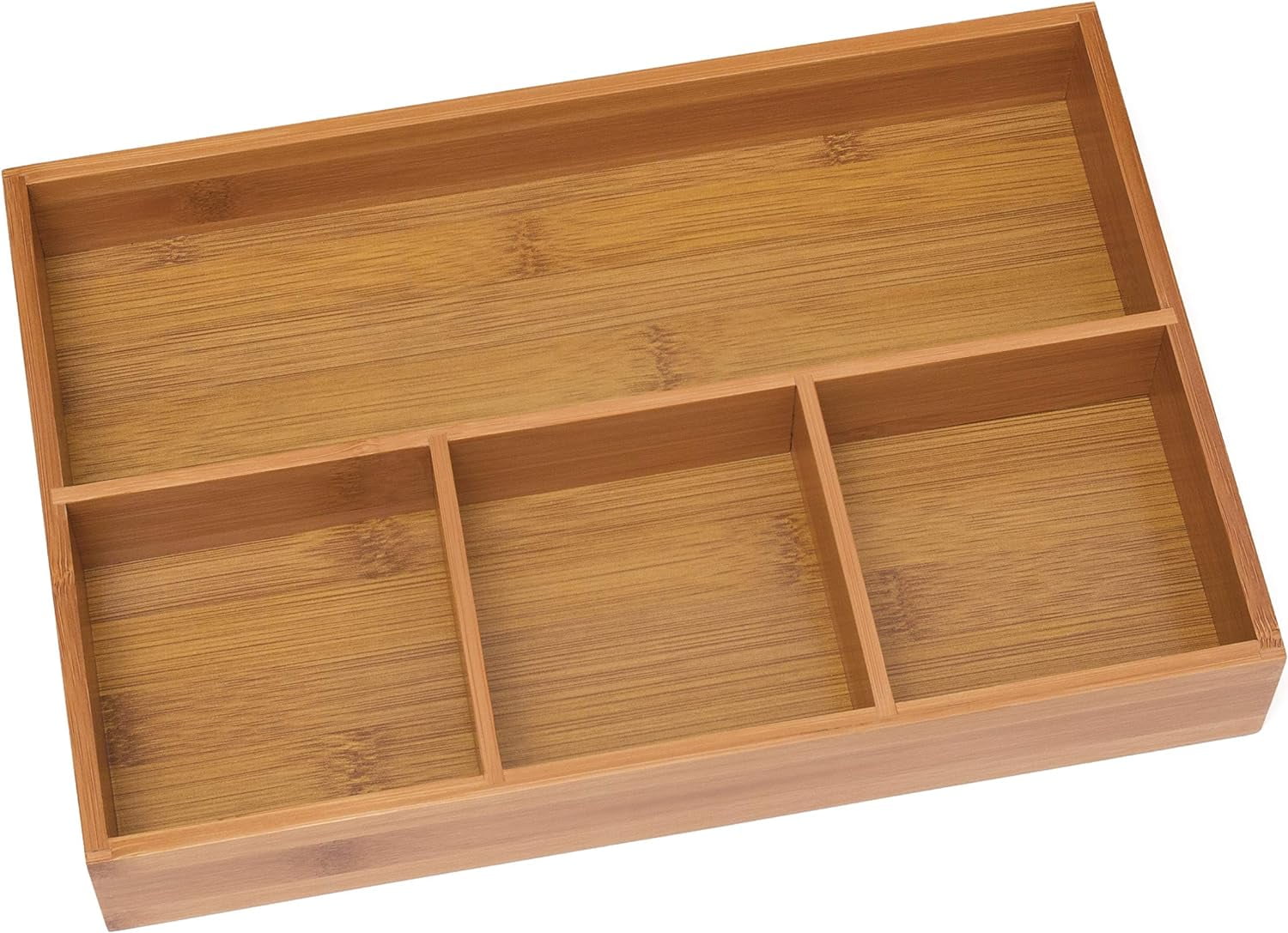 824, Bamboo Wood 4-Compartment Organizer Tray, 11 5/8" x 7 7/8" x 1 3/4 ...