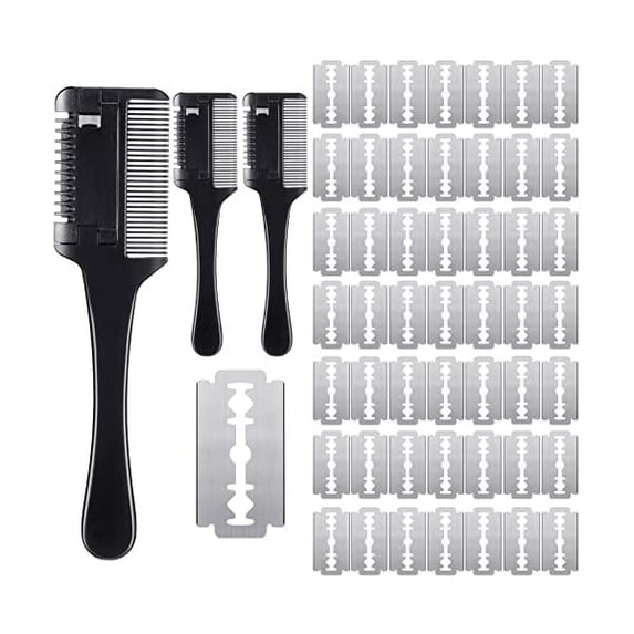 829 3 Pcs Pet Grooming Razor Comb with 50 Replacement Blades - Double ...