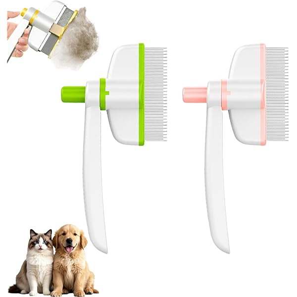 829 Pet Flea Brush with Rotating Head, One-Touch Bristle Release ...
