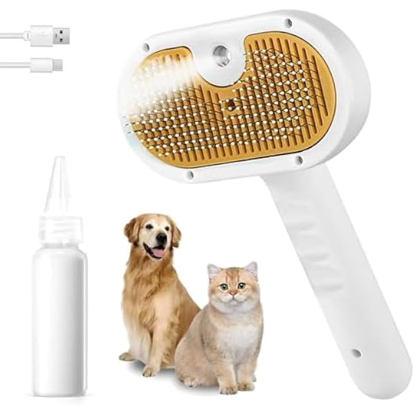 829 Pet Steam Brush for Dog & Cat – 3-in-1 Spray Hair Removal Comb ...