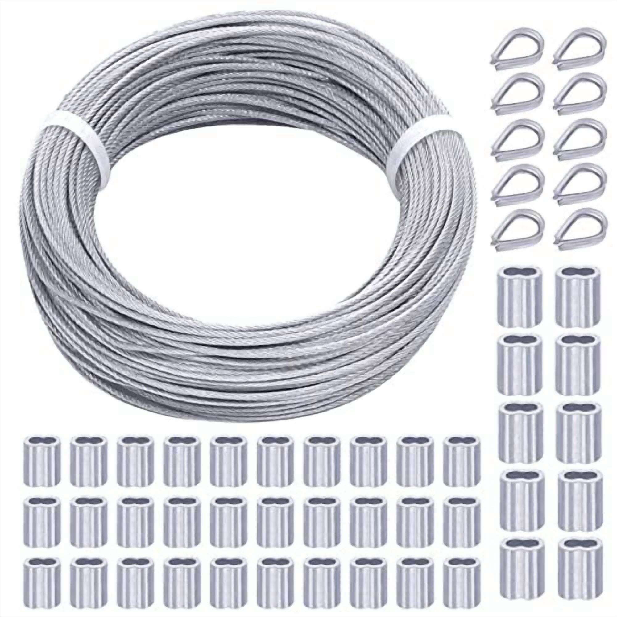 /82FT 1/16" Stainless Steel Cable 7x7 Steel Wire Rope Construction with ...