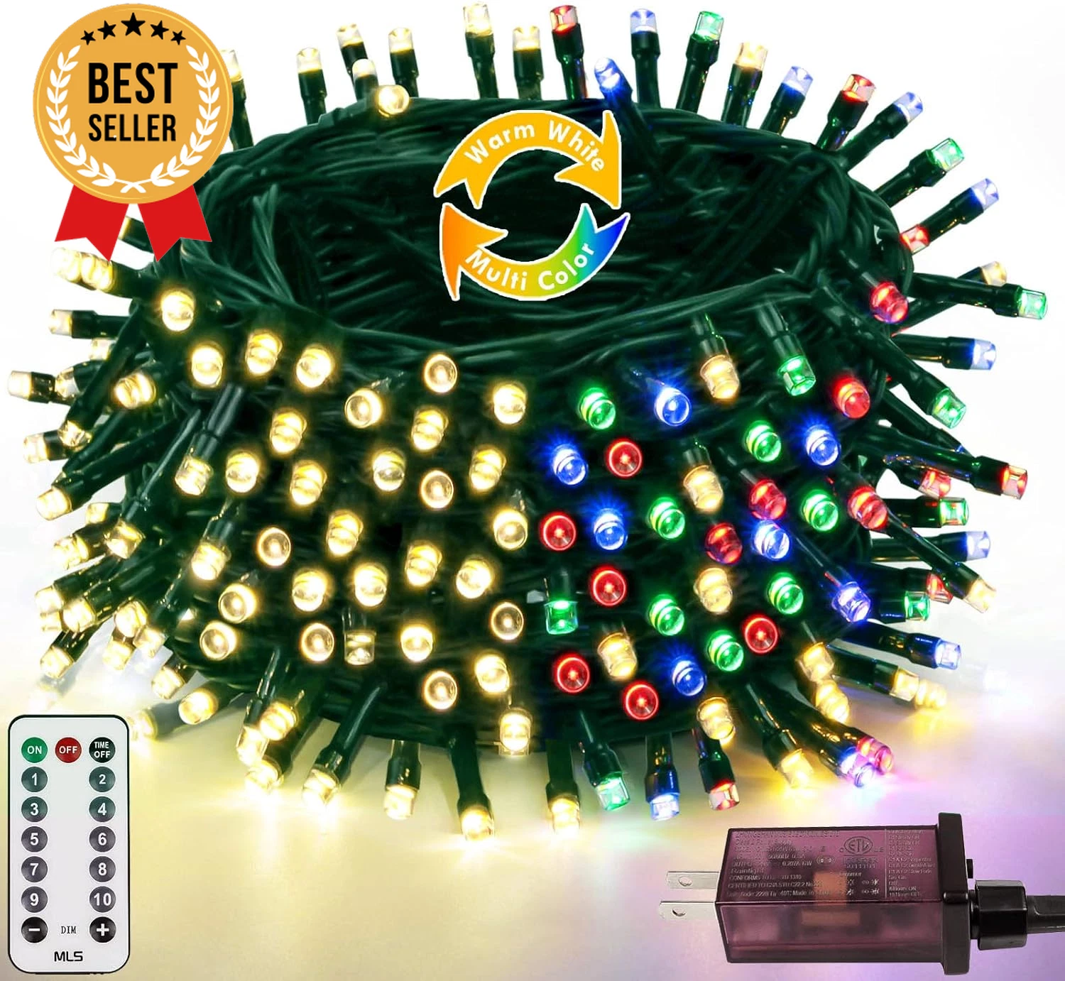 82FT 200 LED Red Green Christmas Lights Outdoor/Indoor, Timer & Memory ...