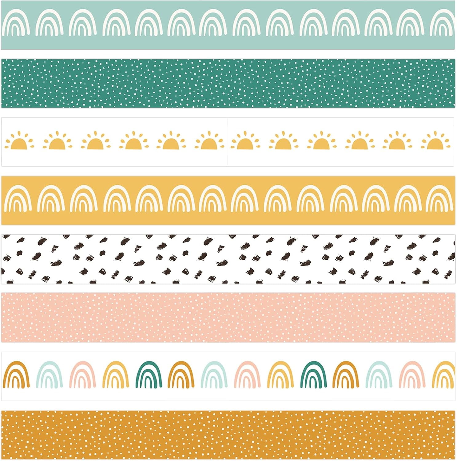 82Ft Boho Bulletin Board Borders 8 Designs 72Pcs Rainbow Themed ...