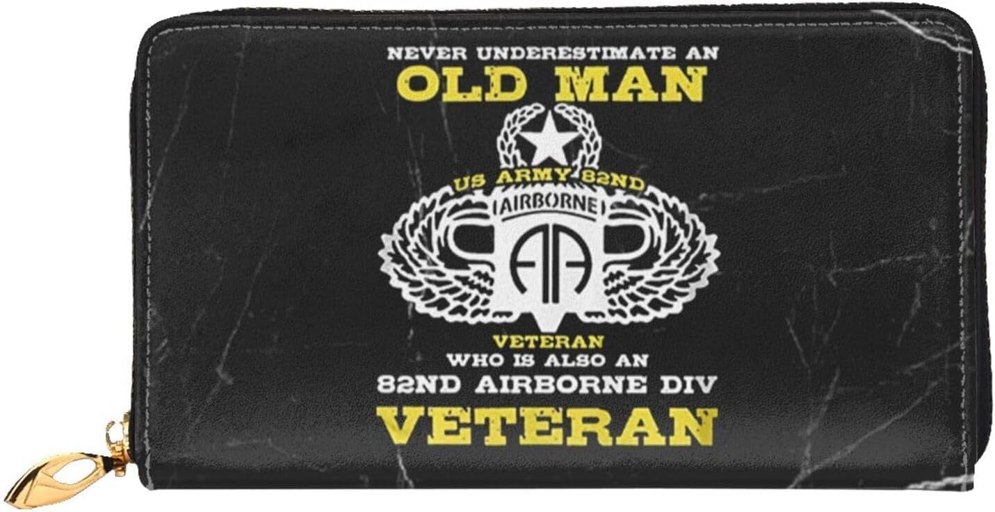 82Nd Airborne Division Veteran Wallet Card Bag Leather Wallet, Black ...