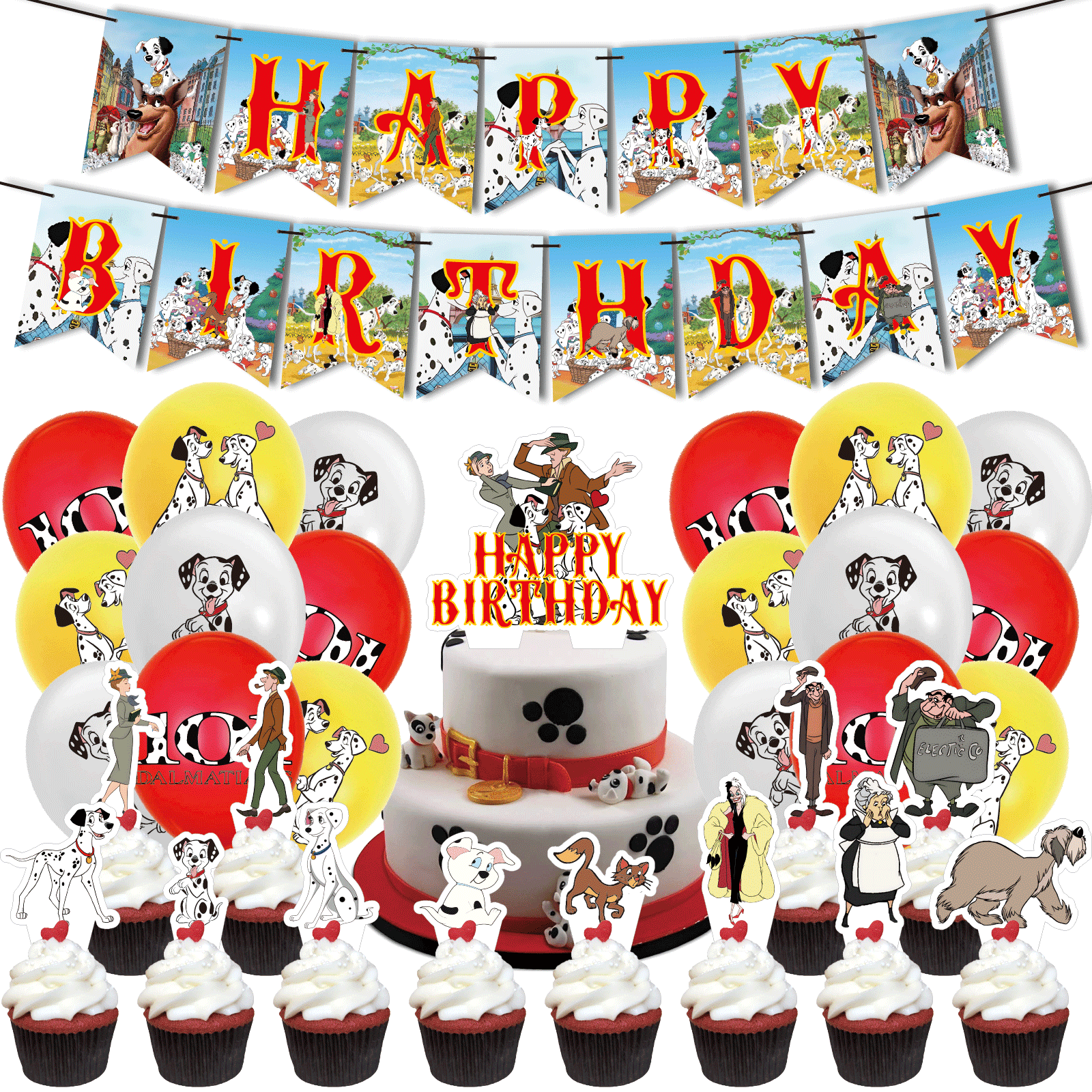 82PCS For 101 Dalmatians Theme For Dogs Birthday Party Decorations Set ...