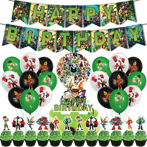 82PCS For Ben 10 Theme Birthday Party Decorations Set with Banner,12 ...