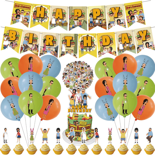 82PCS For Bobs Burgers Theme Birthday Party Decorations Set with Banner ...