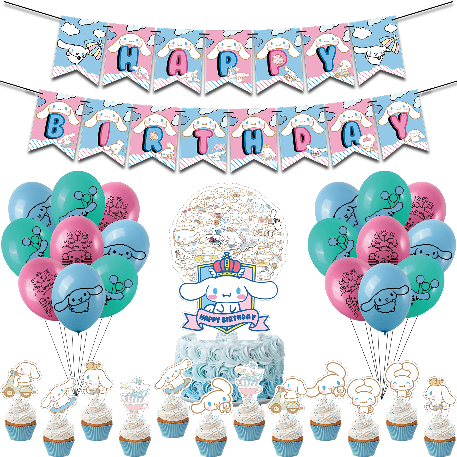 82PCS For Cinnamoroll Theme Birthday Party Decorations,Party Supply Set ...