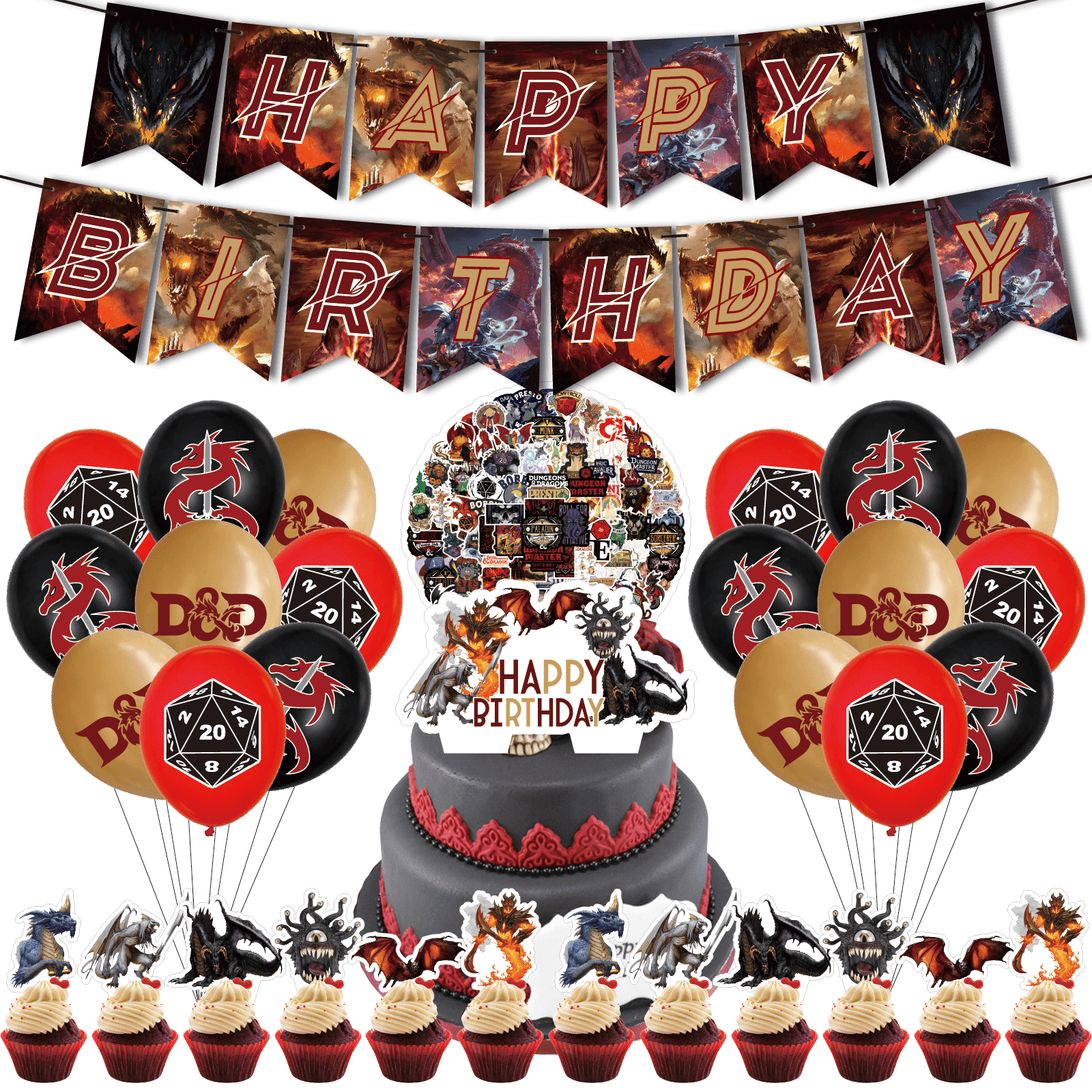 82PCS For Dungeons and Dragons Theme Birthday Party Decorations Set ...