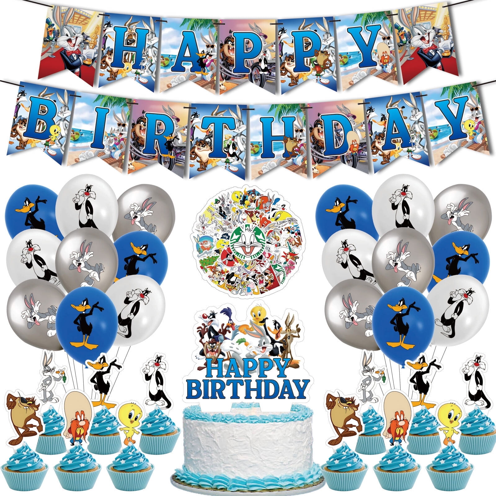 82PCS For Looney Theme For Tunes Birthday Party Decorations,Party ...
