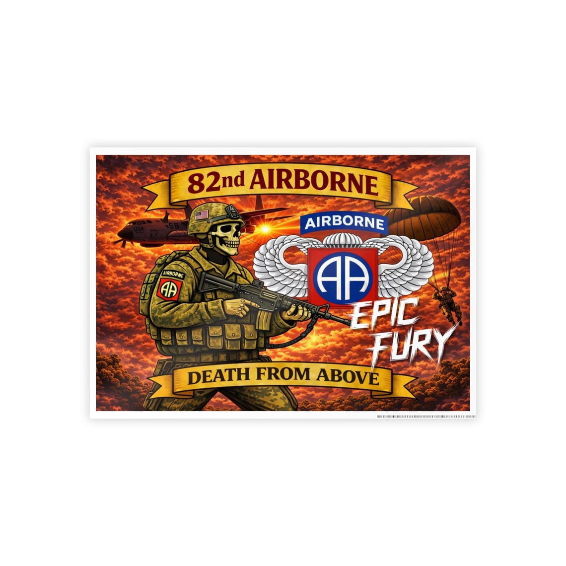 82nd Airborne Death From Above Military Wall Art Division Paratrooper ...