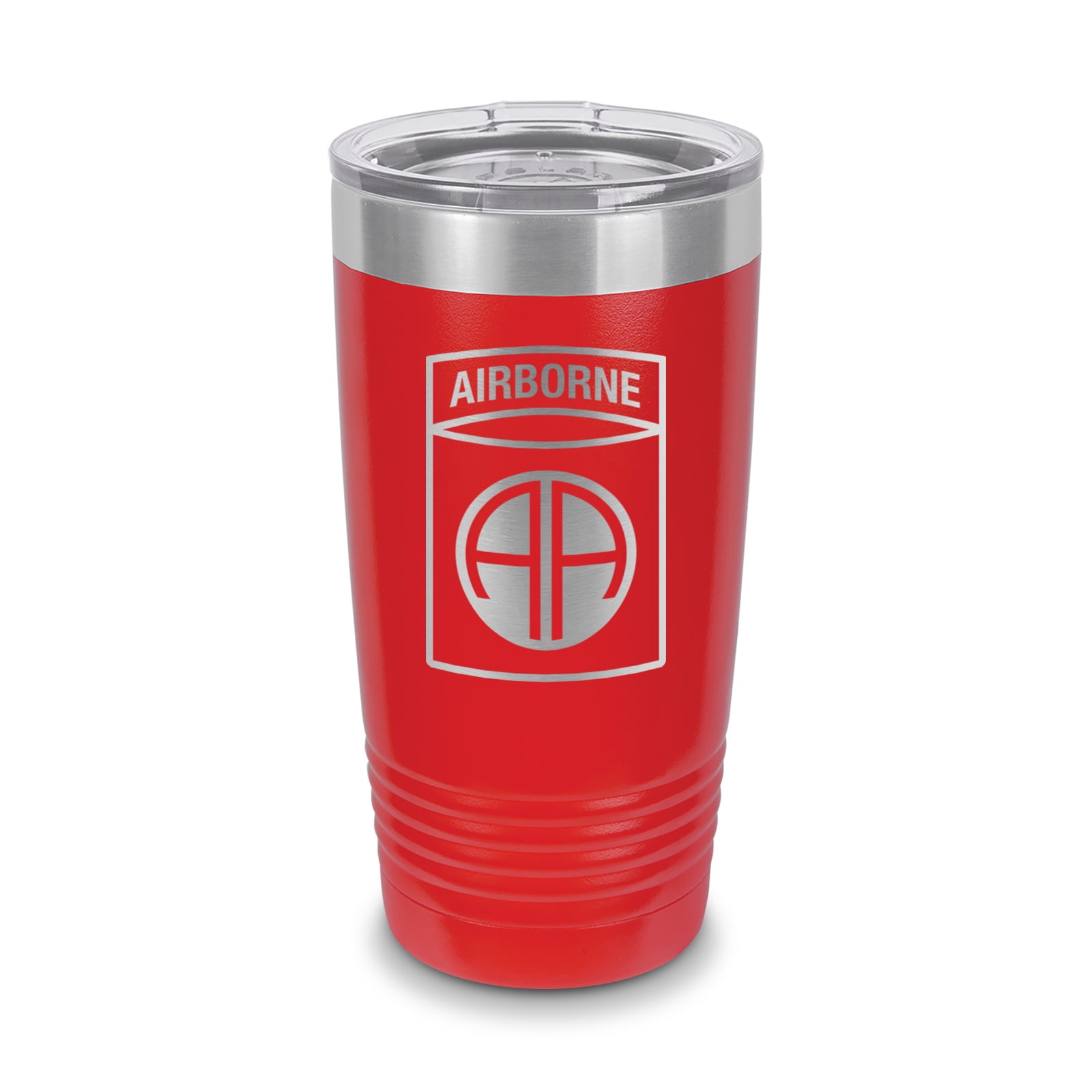 82nd Airborne Division Tumbler 20 oz - Laser Engraved w/ Clear Lid ...