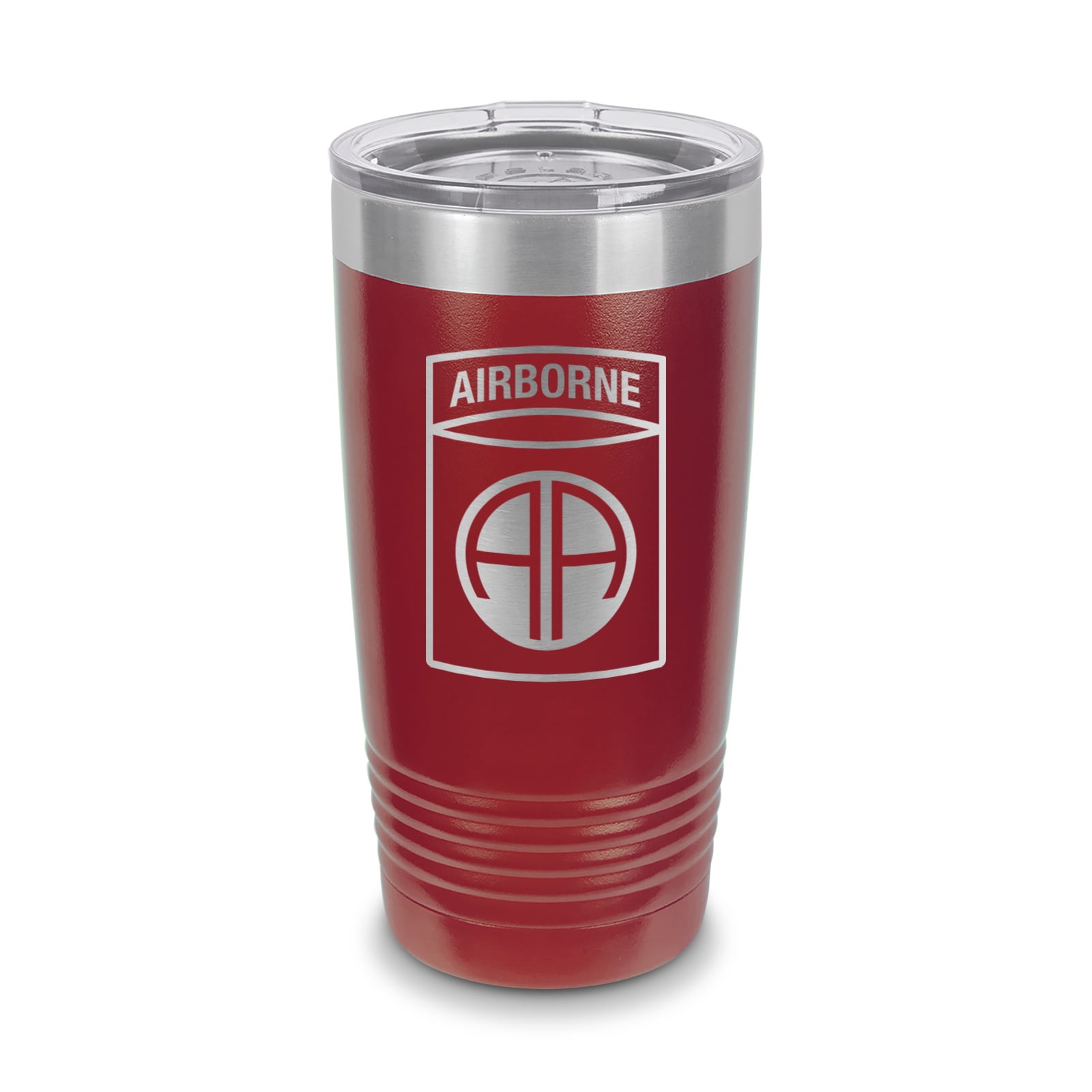 82nd Airborne Division Tumbler 20 oz - Laser Engraved w/ Clear Lid ...
