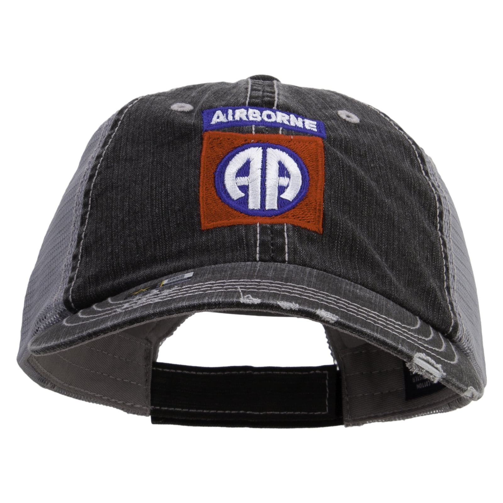 82nd Airborne Military Embroidered Pigment Dyed Cotton Cap - Black OSFM ...