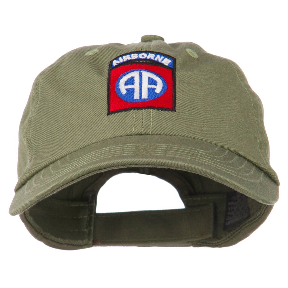 82nd Airborne Military Embroidered Pigment Dyed Cotton Cap - Olive OSFM ...