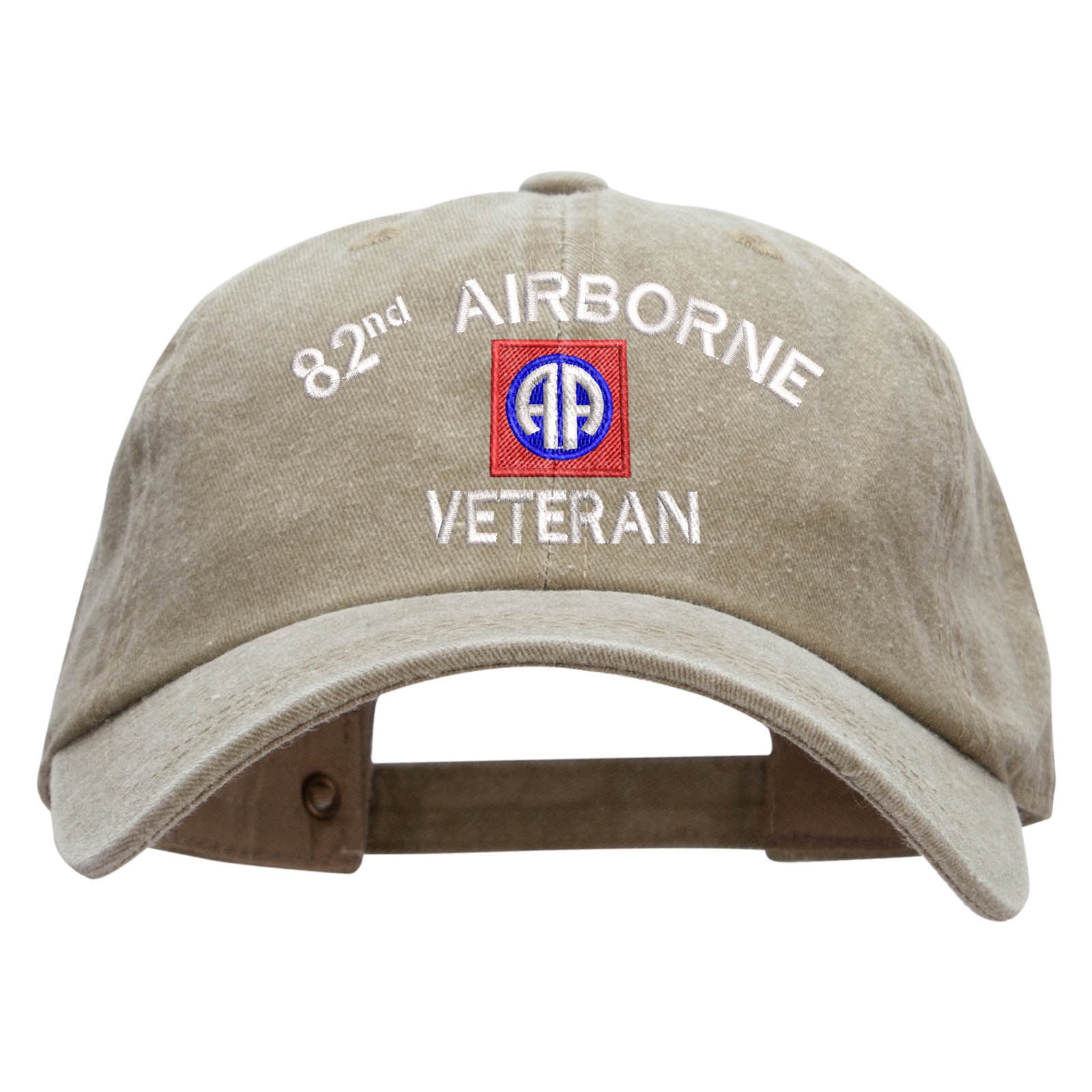 82nd Airborne Veteran Embroidered Washed Cotton Twill Cap - Khaki OSFM ...