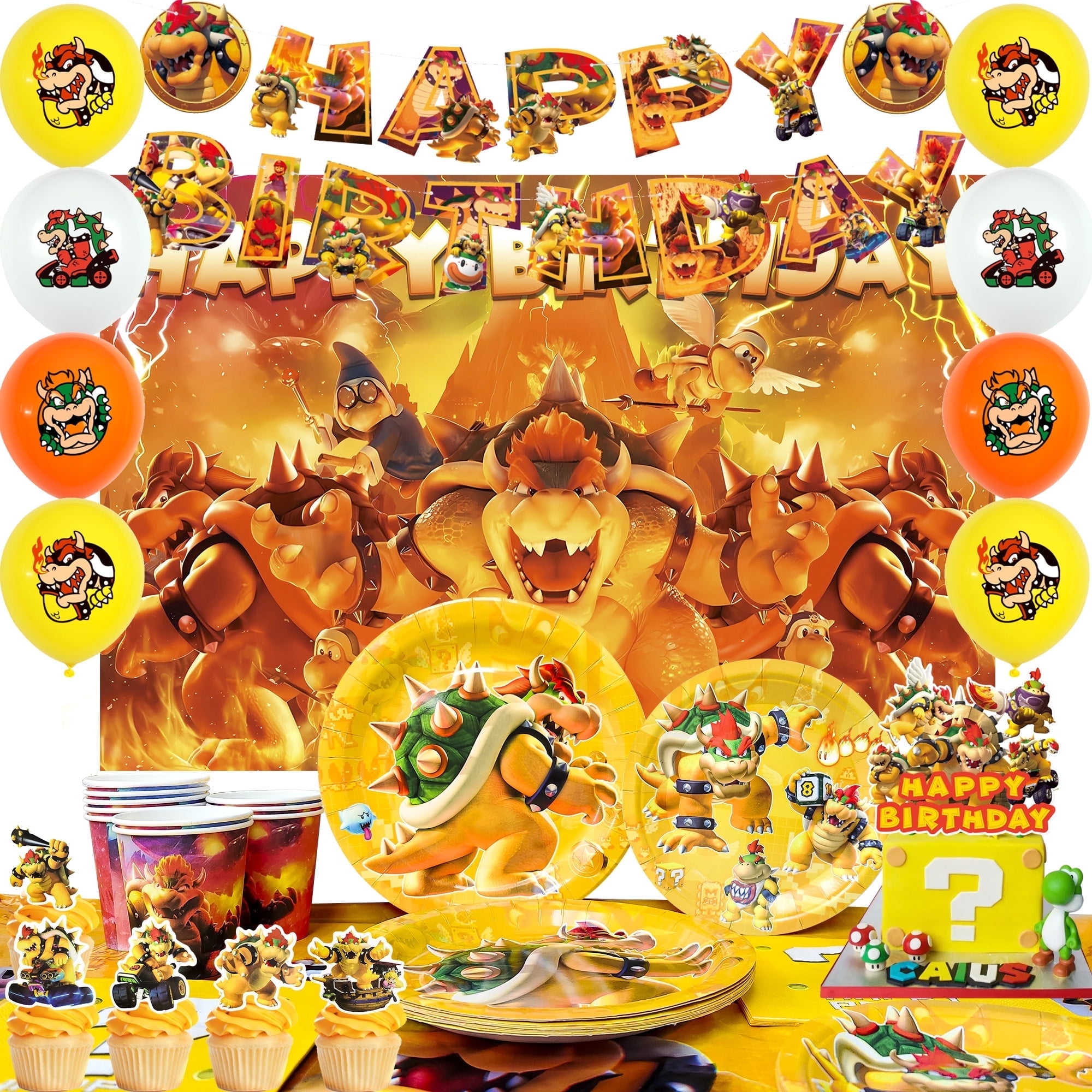 82pcs Bowser King Koopa Party Decorations & Bowser King Koopa Tableware ...