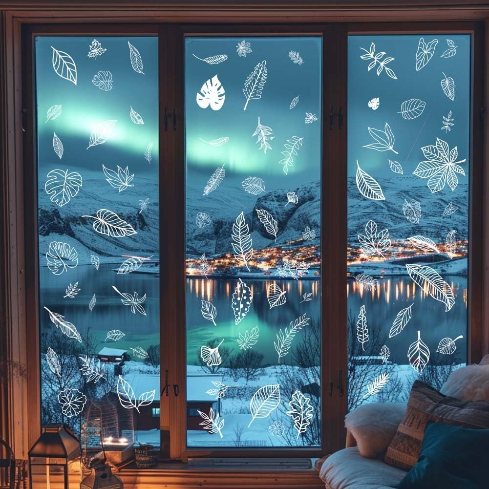 82pcs Line Drawing Leaf Window Stickers Linear Leaf Window Stickers ...