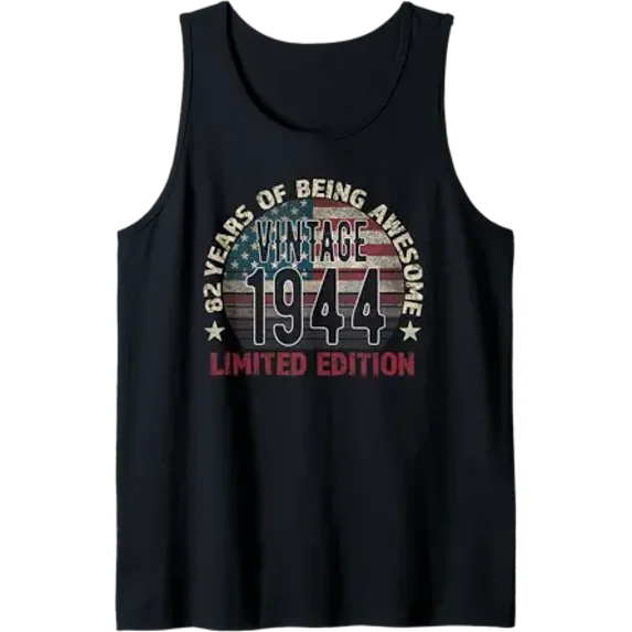82th Birthday Gift Men Vintage Born 1944 Turning 82 Year Old Tank Top ...