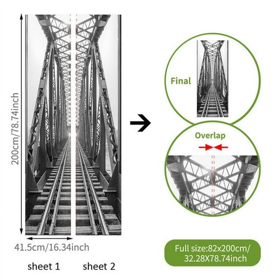 82x200cm Door ration Waterproof Wall Stickers Sweet Pink Rose Bedroom ...