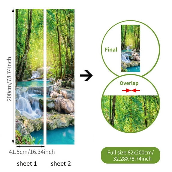 82x200cm Door ration Waterproof Wall Stickers Sweet Pink Rose Bedroom ...