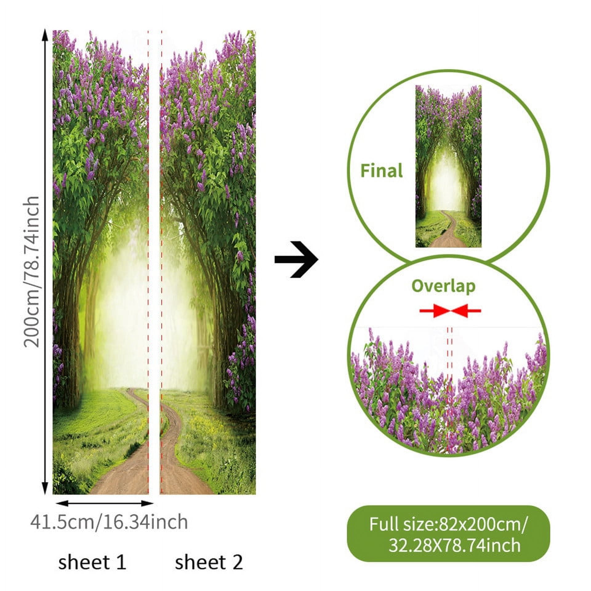 82x200cm Door ration Waterproof Wall Stickers Sweet Pink Rose Bedroom ...