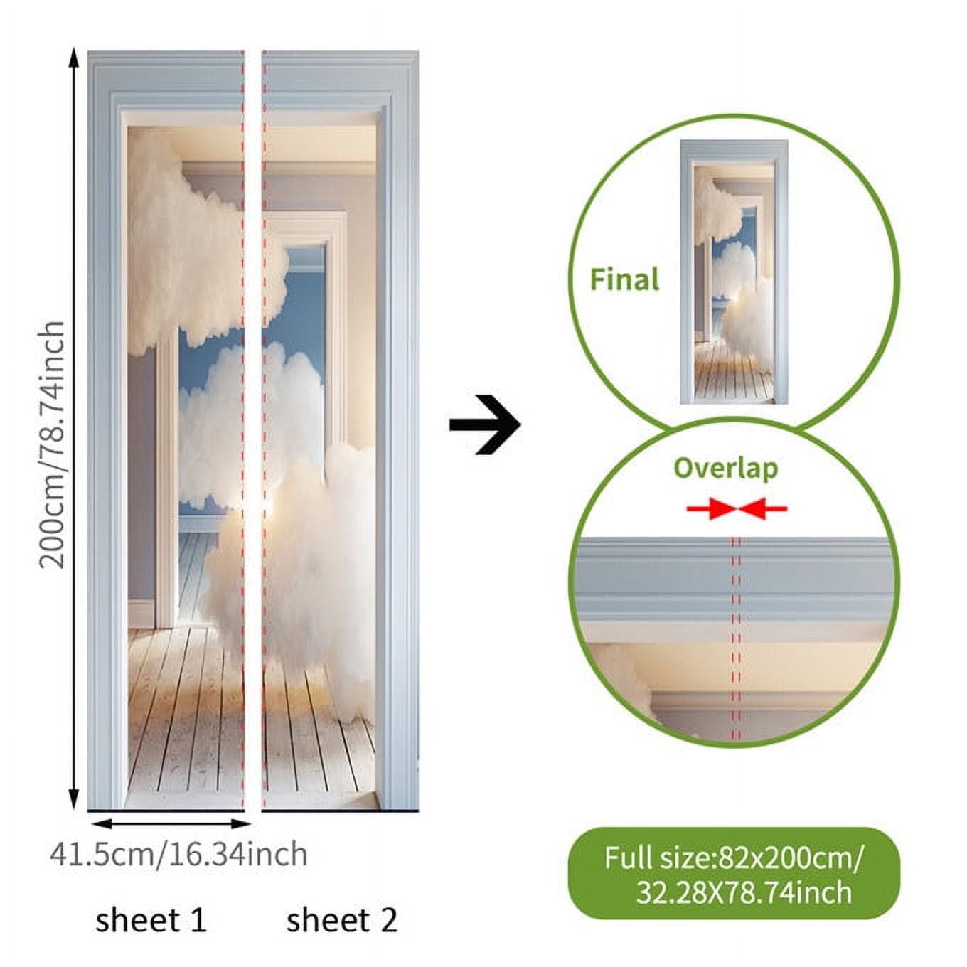 82x200cm Door ration Waterproof Wall Stickers Sweet Pink Rose Bedroom ...