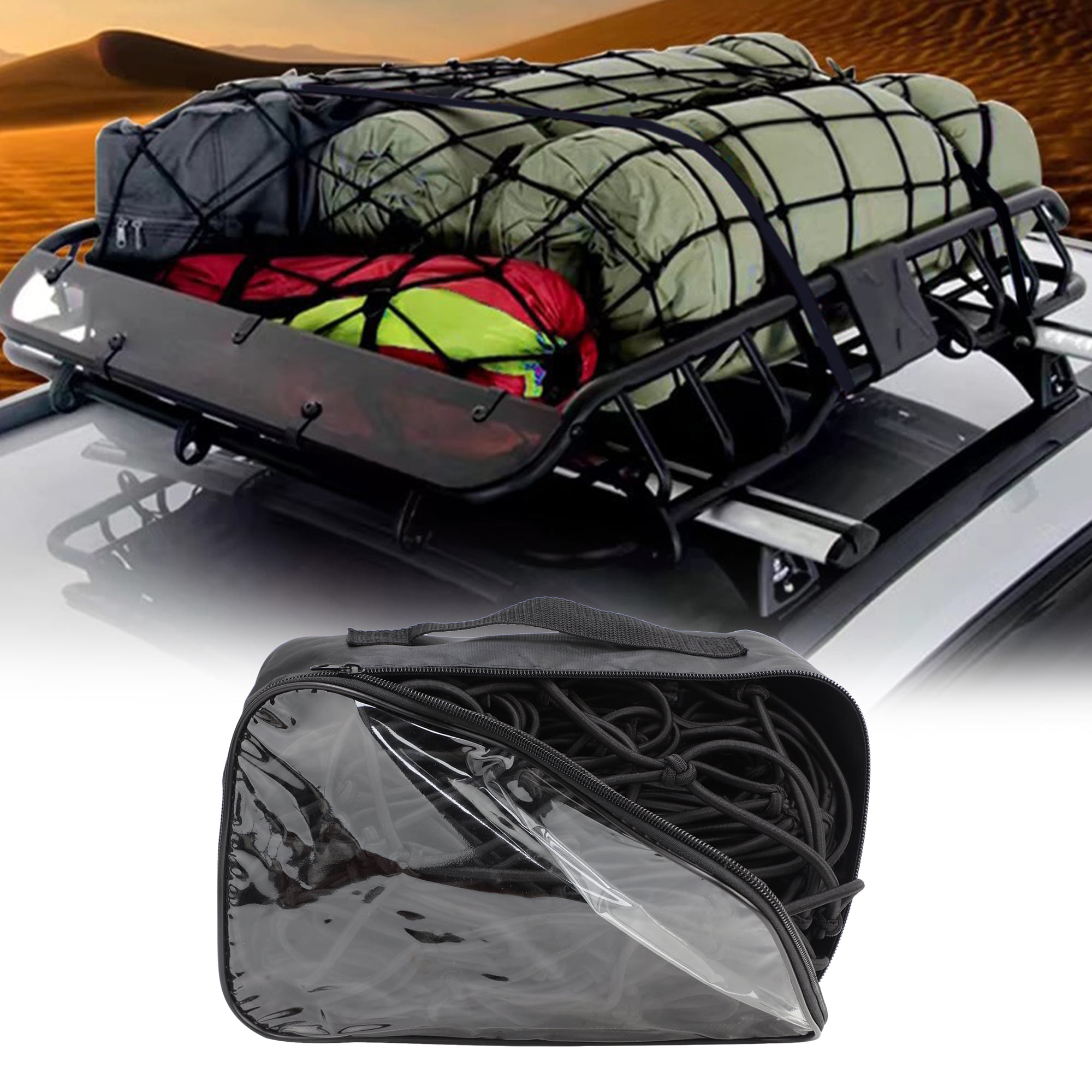 82x59in Latex Roof Rack Cargo Net Bungee Mesh 14 Hooks Pickup SUV Truck ...