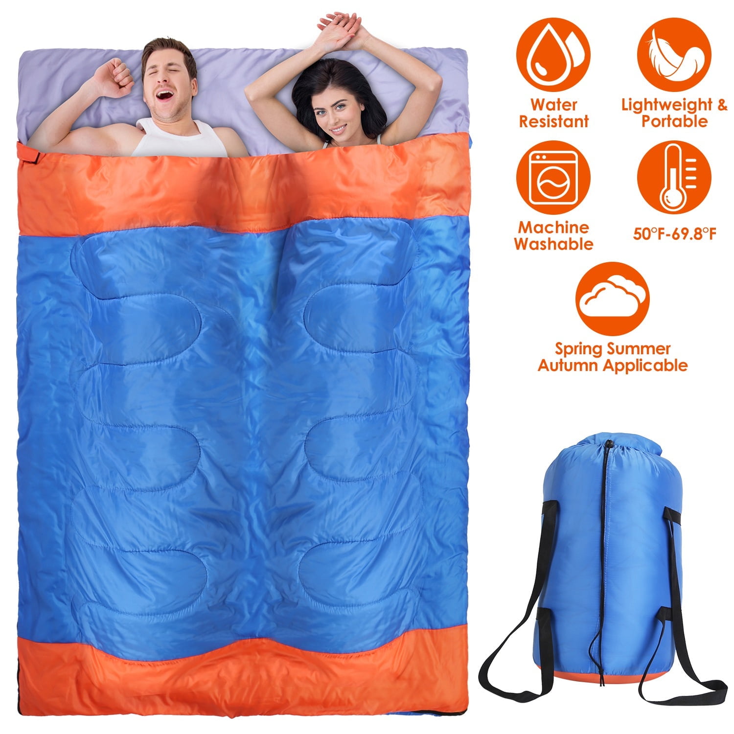 83.27*57.48*3.94in Double Sleeping Bag TeqHome 2 Person Sleeping Bag ...